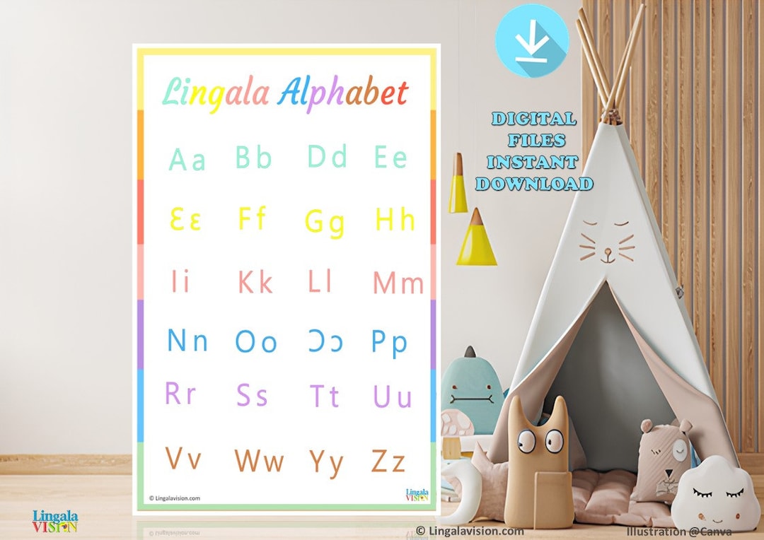 Lingala Nursery Alphabet Poster, Rainbow, Educational Wall Art ...