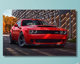 Dodge Challenger Hellcat Poster Dodge Challenger Hellcat Canvas Wall ...