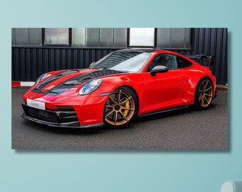 Red Porsche Canvas, Red Porsche 911 GT3 Wall Art, Porsche 911 Poster ...