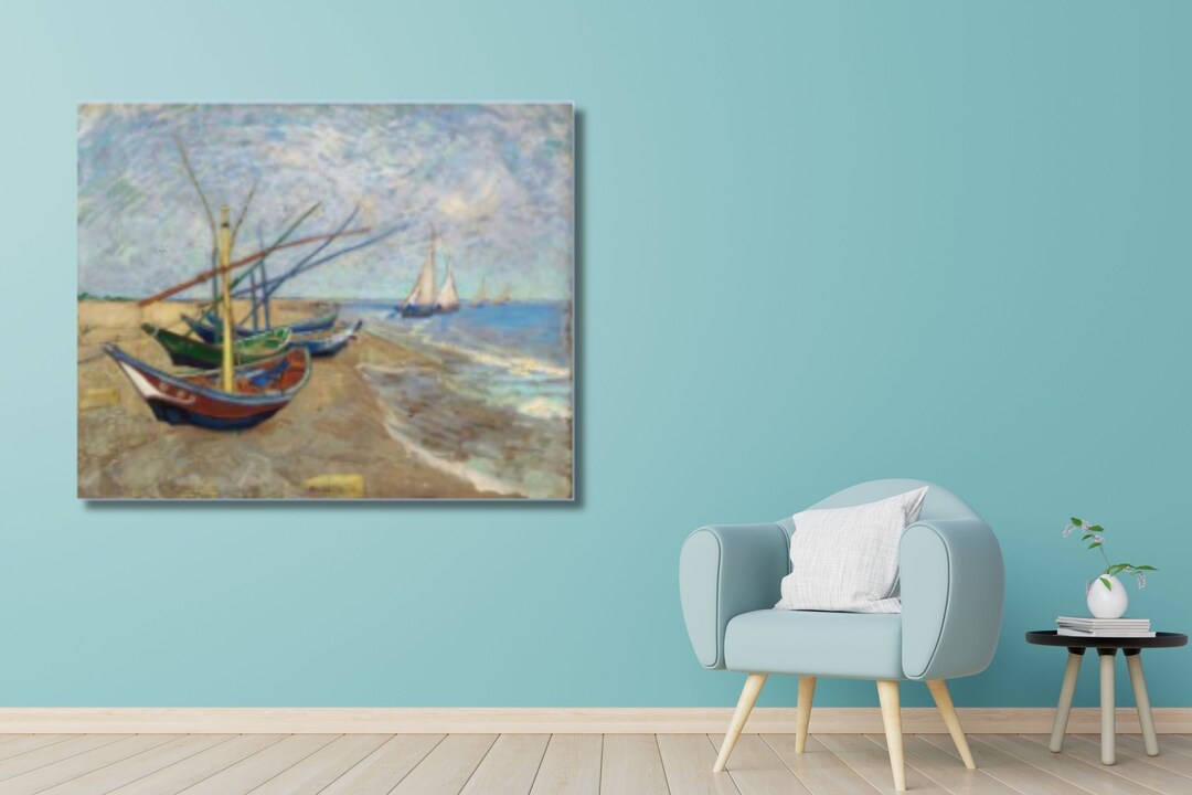 Van Gogh Boat Poster,fishing Boats on the Beach at Saintes Maries, Sea ...