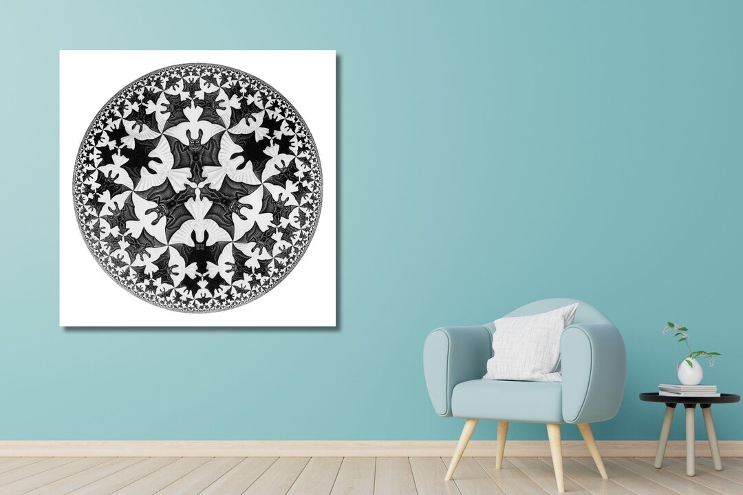Escher Circle Limit Canvas Art: Modern Relativity Print - Etsy