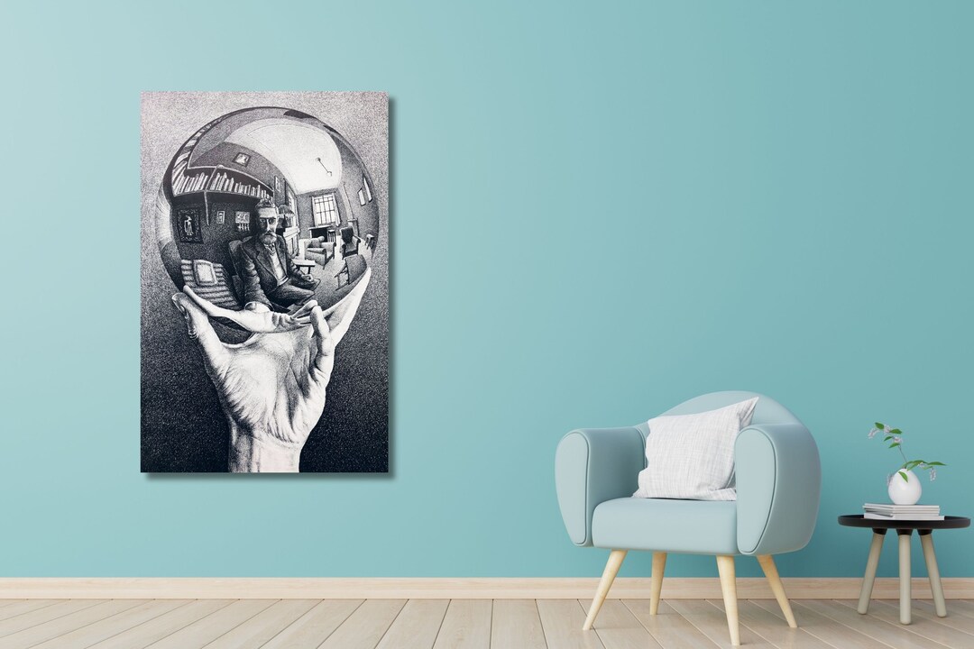 Hand With Reflecting Sphere by Maurits Cornelis Escher Canvas Wall Art ...