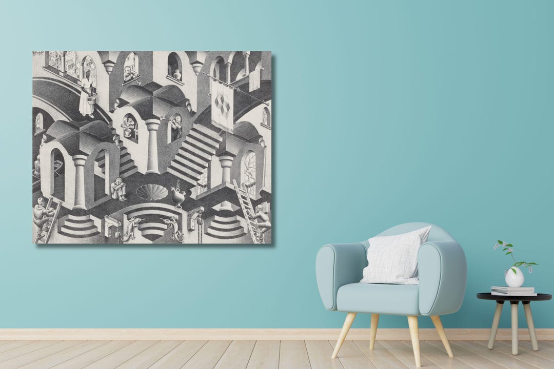 Escher Convex and Concave Canvas Print: Modern Abstract Relativity Art ...