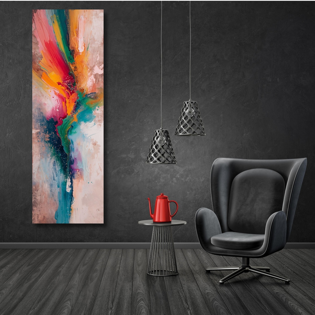 Vertical Nature Art Print – Modern Mountain and Tree Landscape Canvas ...