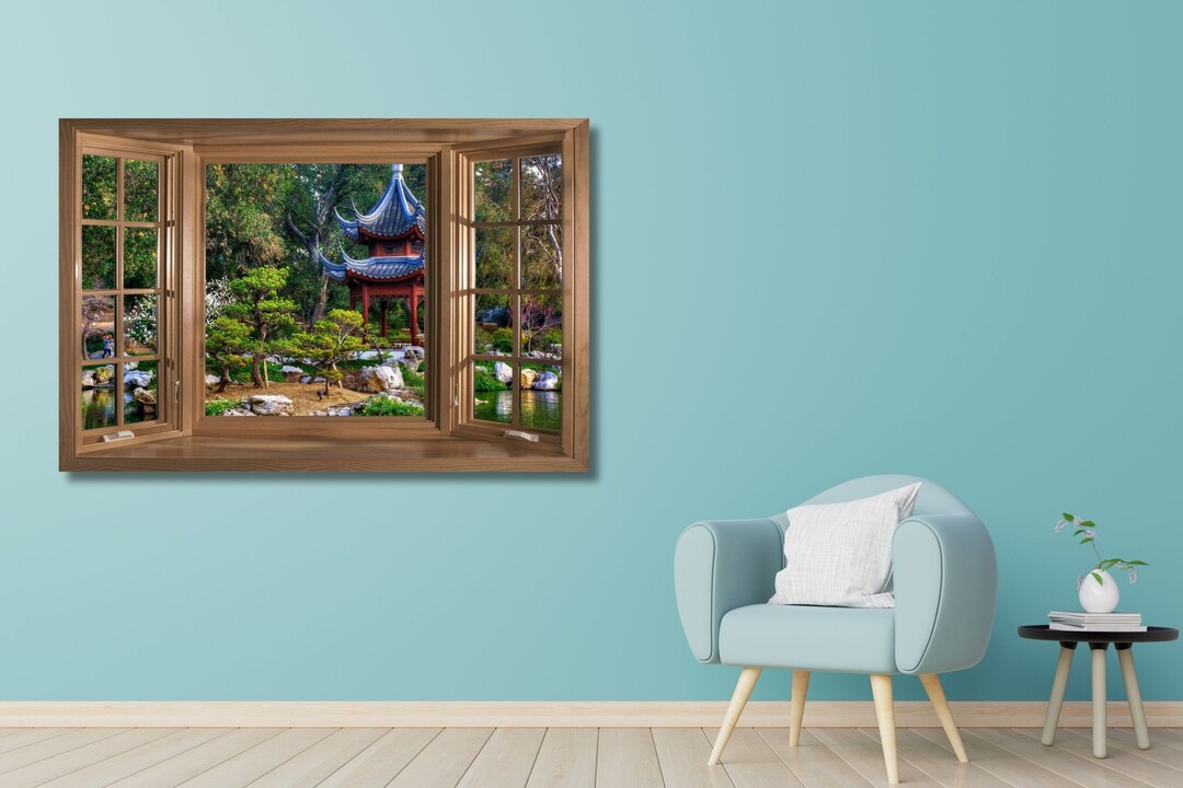 Window View Canvas Open Window Canvas,japanese Castle on Mountainside ...