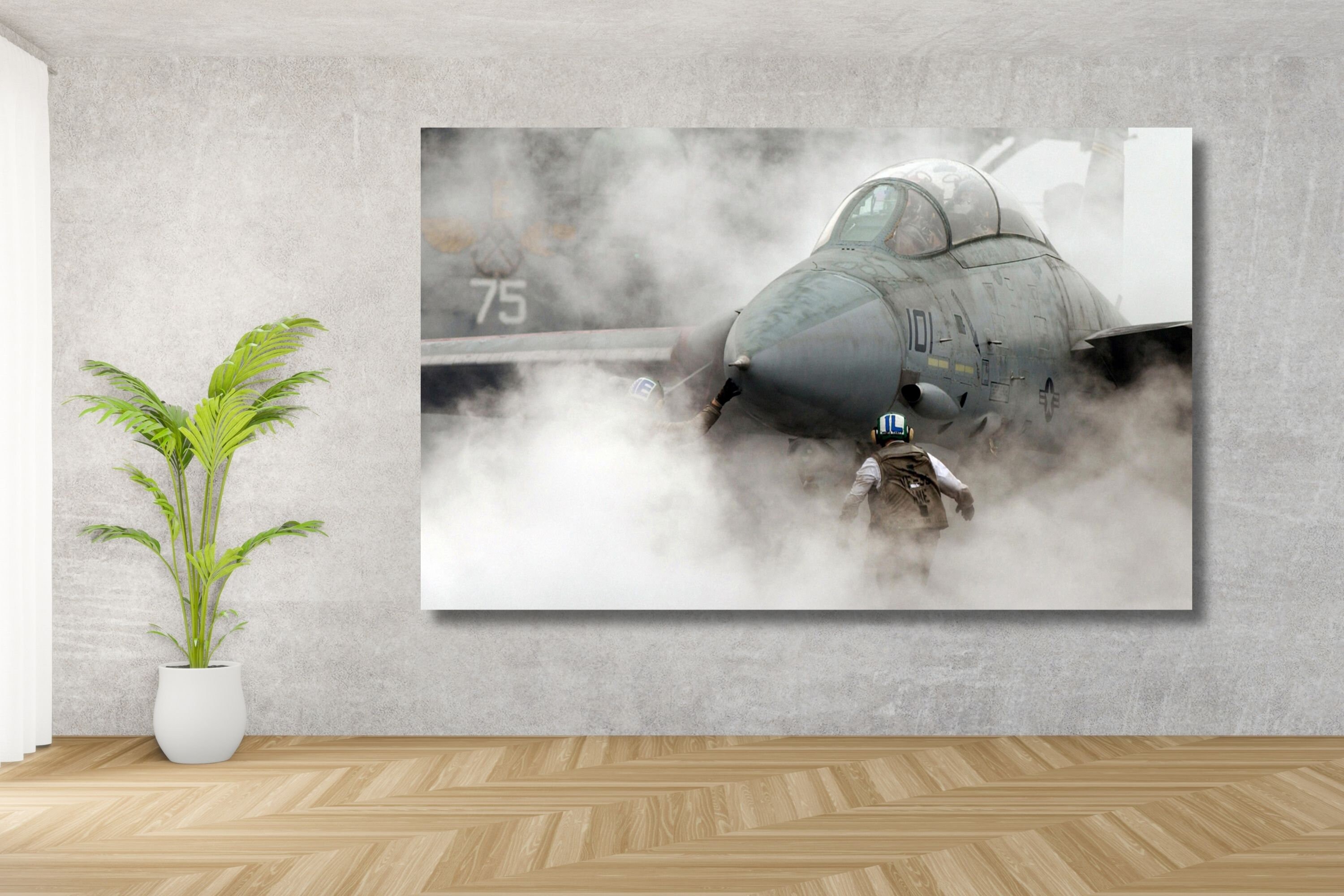 F-14 Tomcat Fighter Jet Canvas Wall Art,f-14 Military Plane Pattern ...