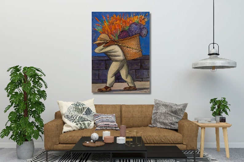 Diego Rivera Flower Carrier Art Printdiego Rivera Canvas Wall - Etsy