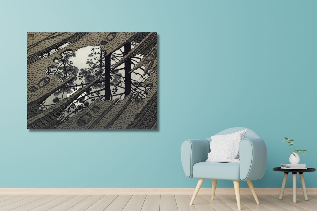 Puddle Canvas Wall Art,escher Puddle Print on Canvas,maurits Cornelis ...
