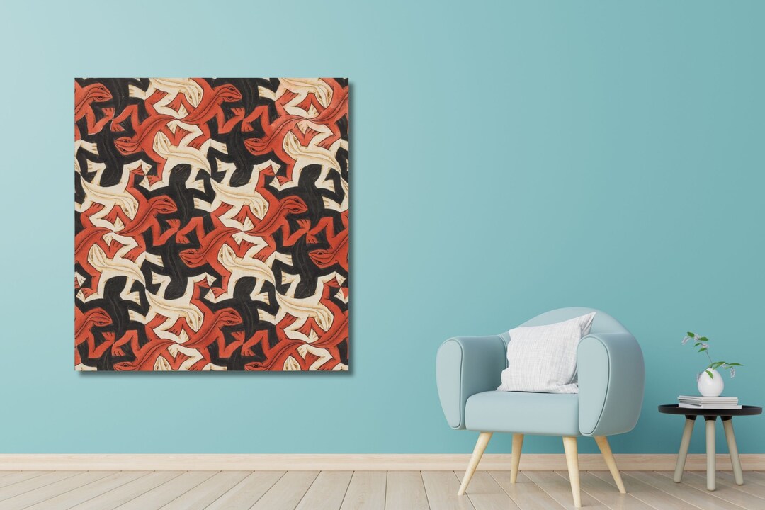 Escher Birds Pattern, Wallpaper Repeat, Tachisme Printed Canvas, MC ...
