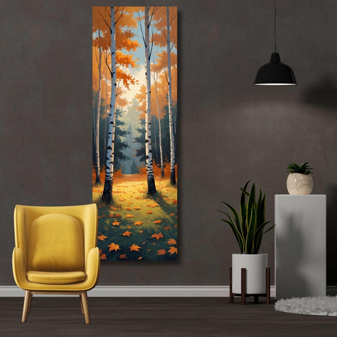 Canvas Wall Art: Tall Narrow Tree Print (minimalist Style, Large Size ...