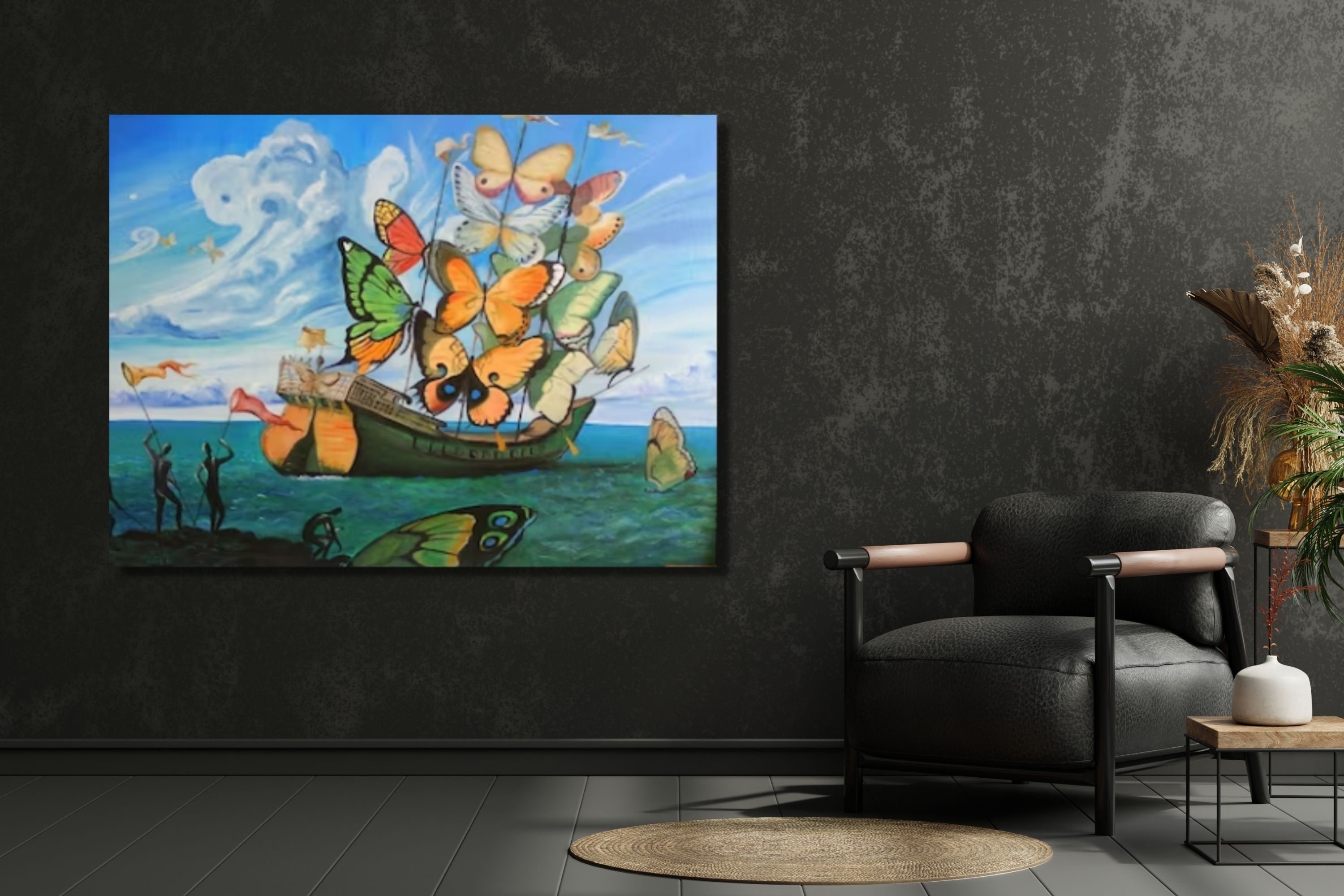 Salvador Dali Print, Ship With Butterfly Sails Canvas Art, Dali Canvas ...