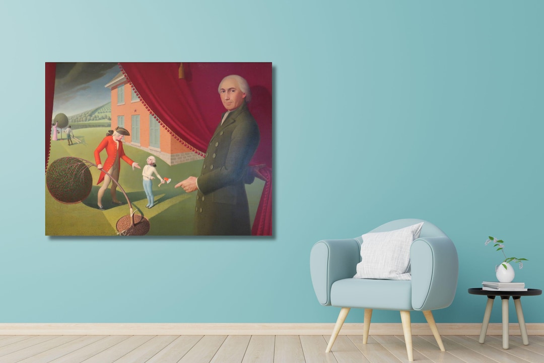 Grant Wood 'parson Weems' Fable' Canvas Art Print: Reproduction Wall ...