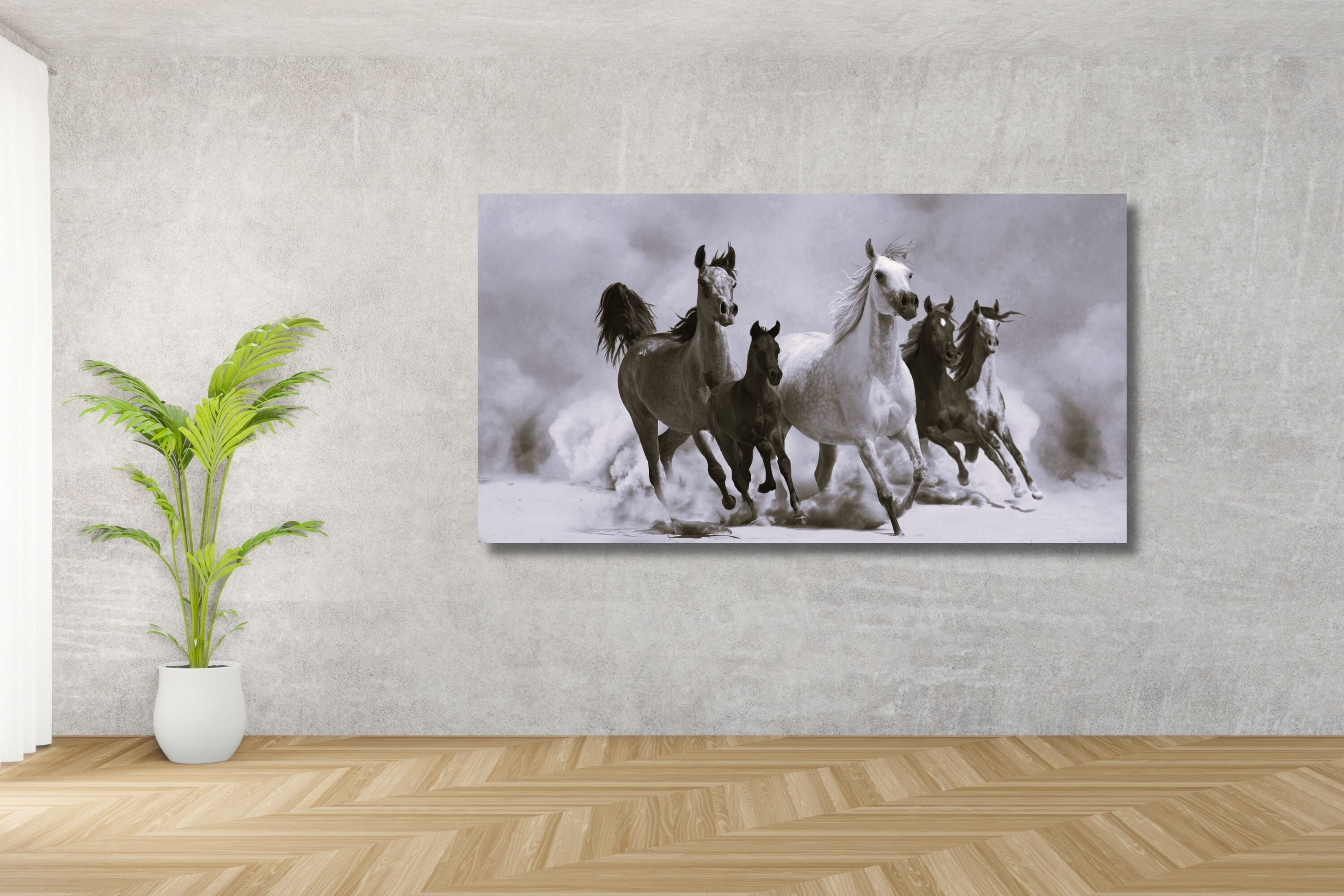 Horse Wall Art ,5 Running Horses Canvas Wall Art, Landscape Art,running ...