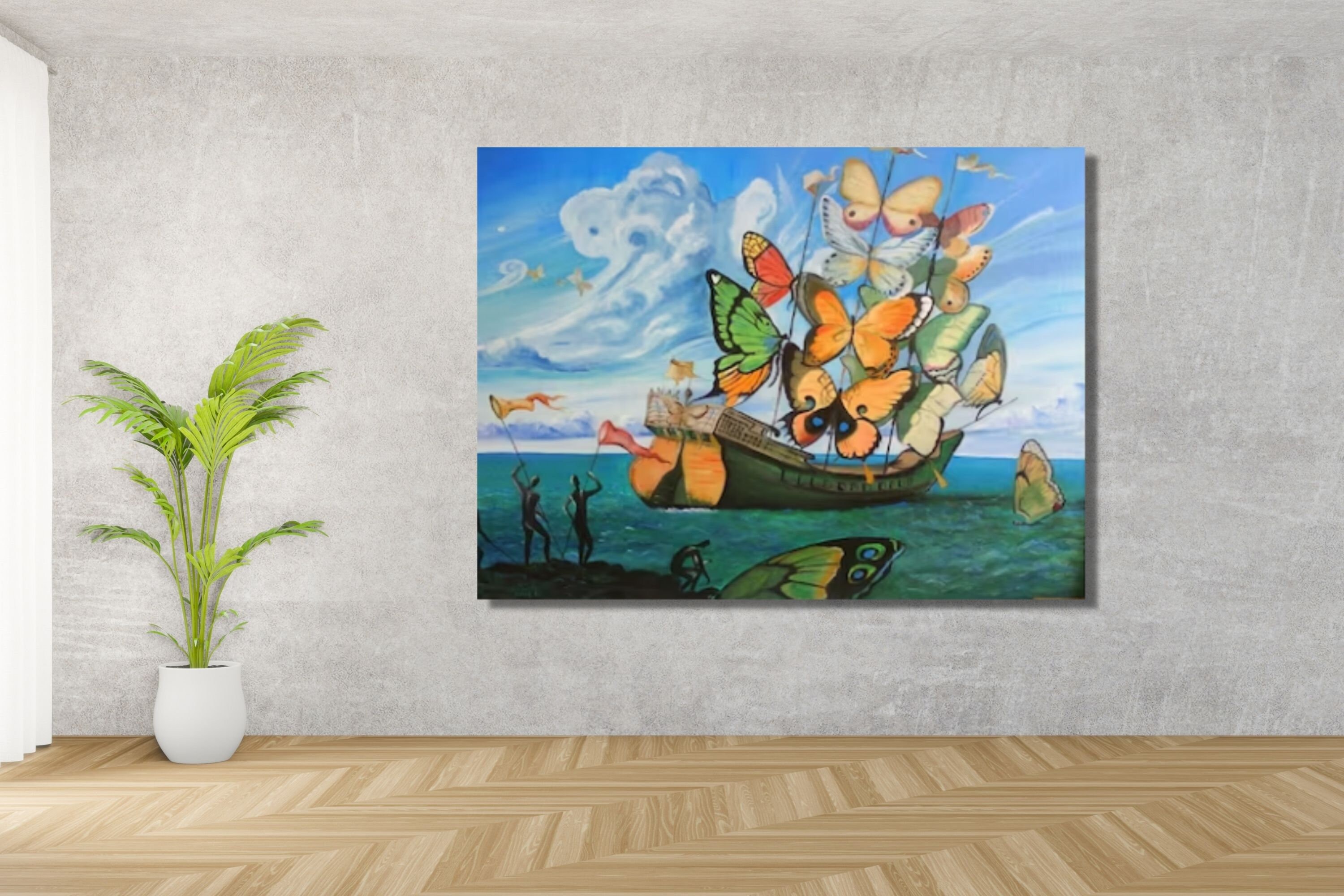Salvador Dali Print, Ship With Butterfly Sails Canvas Art, Dali Canvas ...