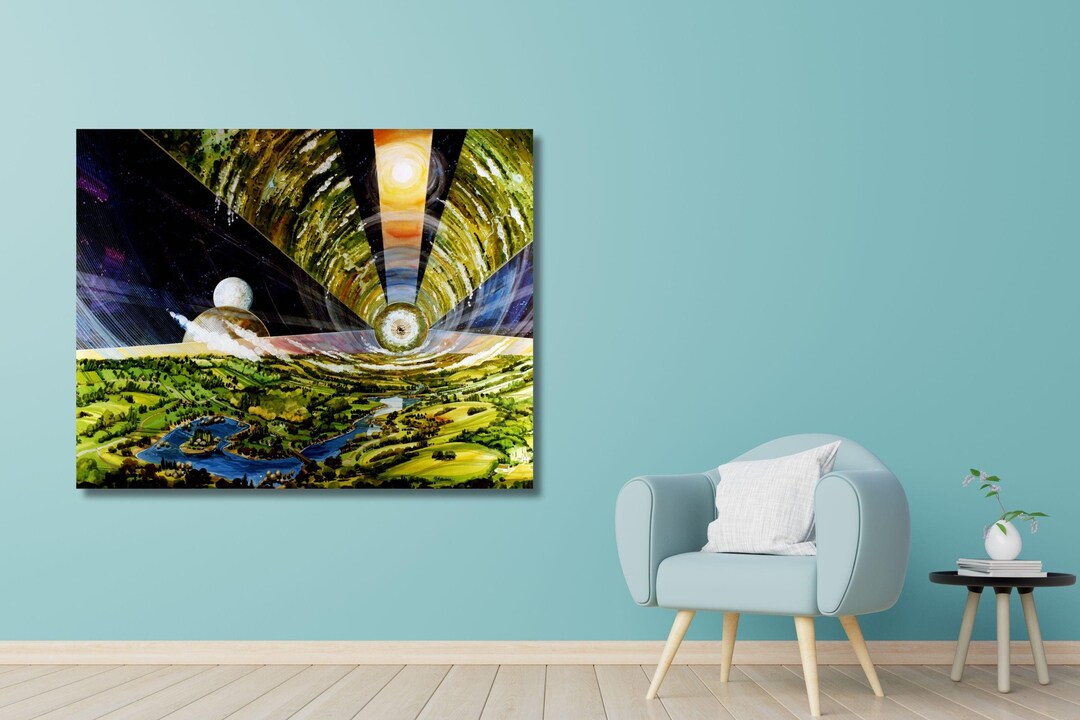 NASA O Neill Cylinder IV Canvas/poster Art, Science Fiction Wall Art ...