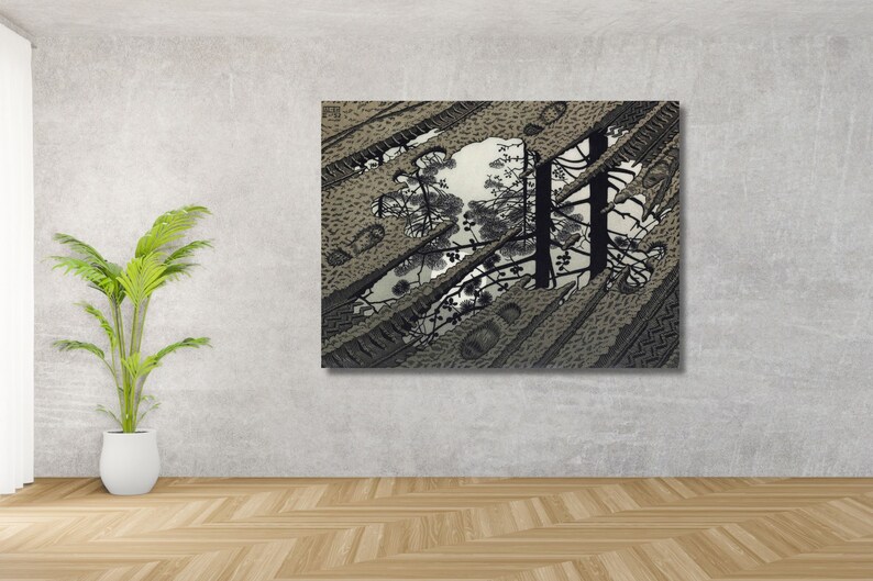 Puddle Canvas Wall Art,escher Puddle Print on Canvas,maurits Cornelis ...