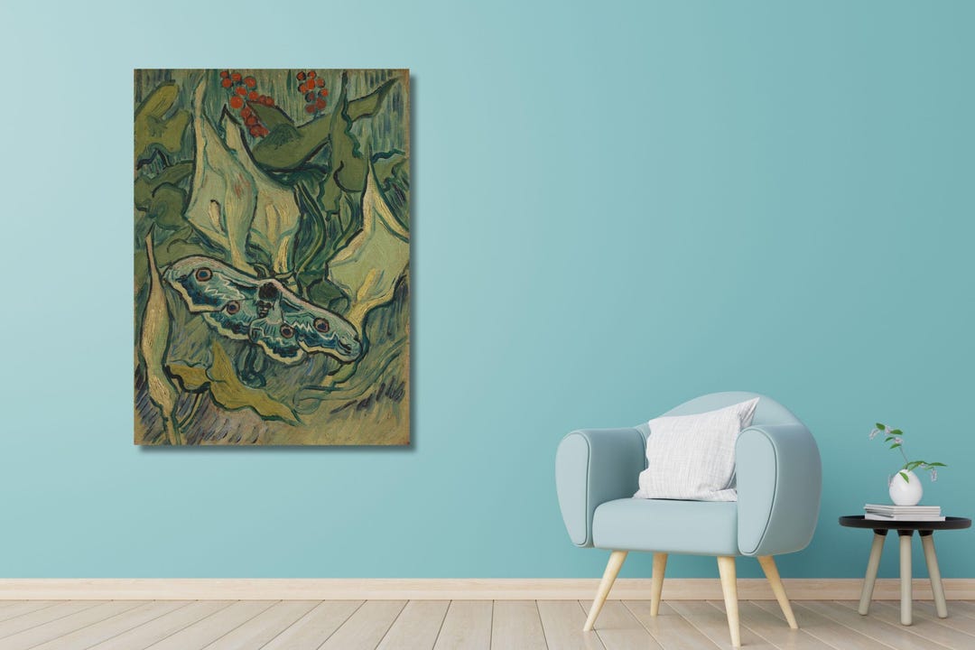Van Gogh Giant Peacock Moth Canvas Art Print: Modern Living Room Decor ...