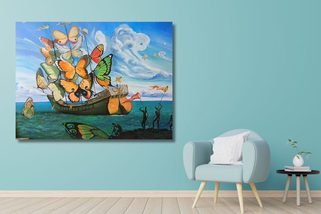 Vladimir Kush Ship With Butterfly Sails Canvas Wall Art / Salvador Dali ...