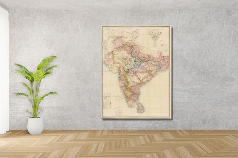 Vintage Map of India Archival Reproduction India Wall Map Print on ...