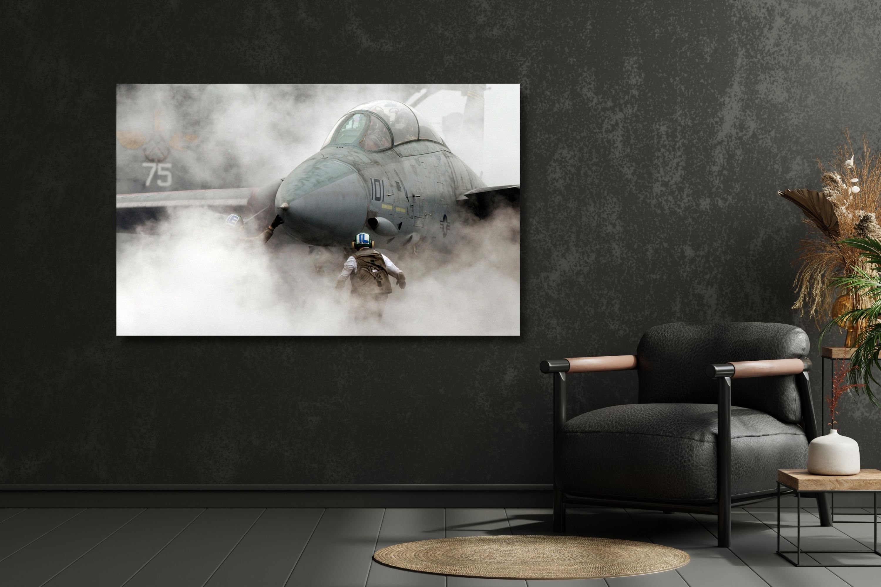 F-14 Tomcat Fighter Jet Canvas Wall Art,f-14 Military Plane Pattern ...