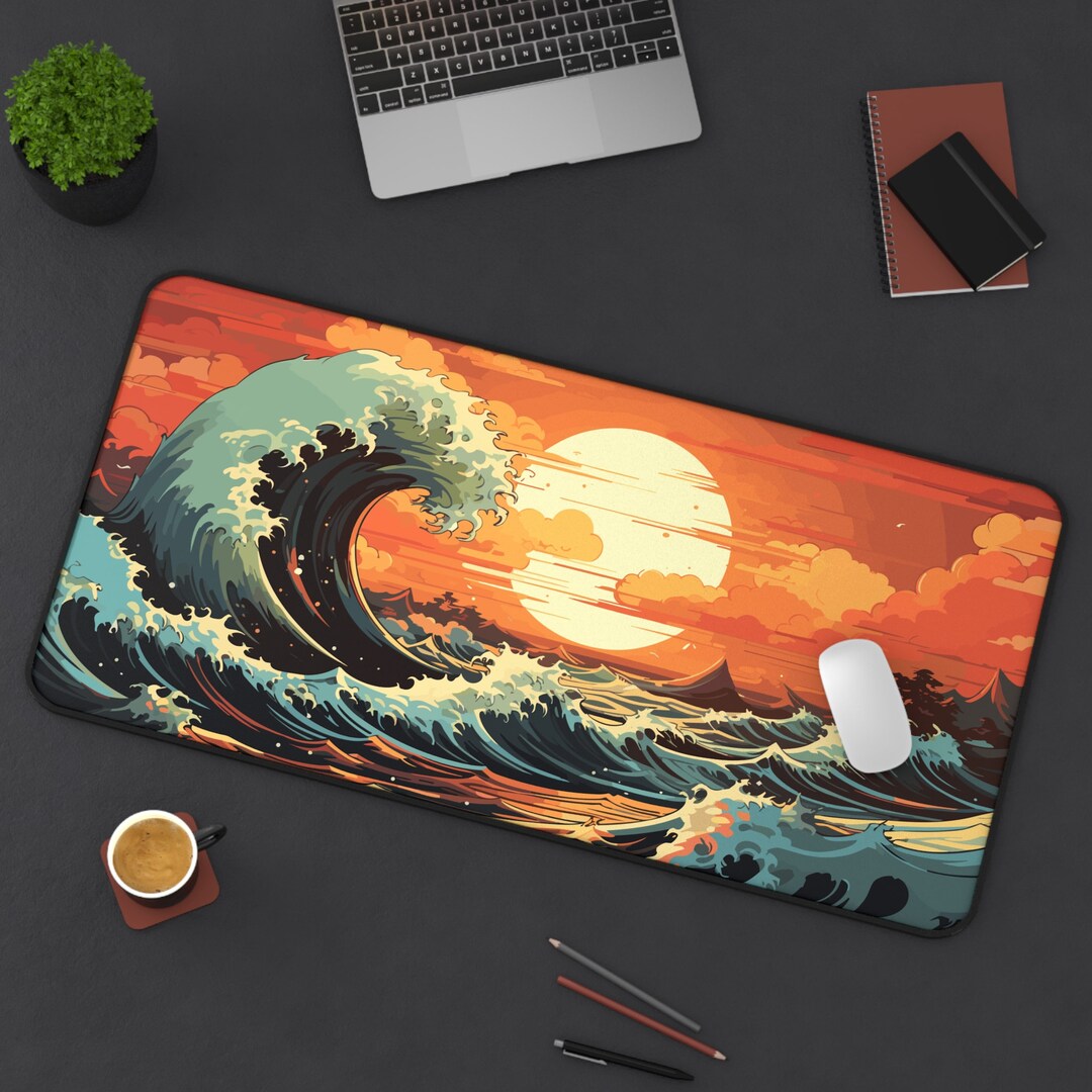 Great Wave Sunset Gaming Desk Mat | Gaming Desk Mat | Desk Mat for ...