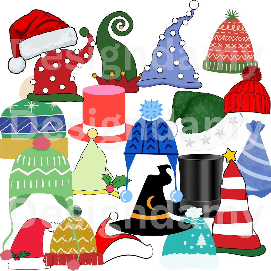 Printable Christmas Hat Booth Props Christmas Party Props Different ...