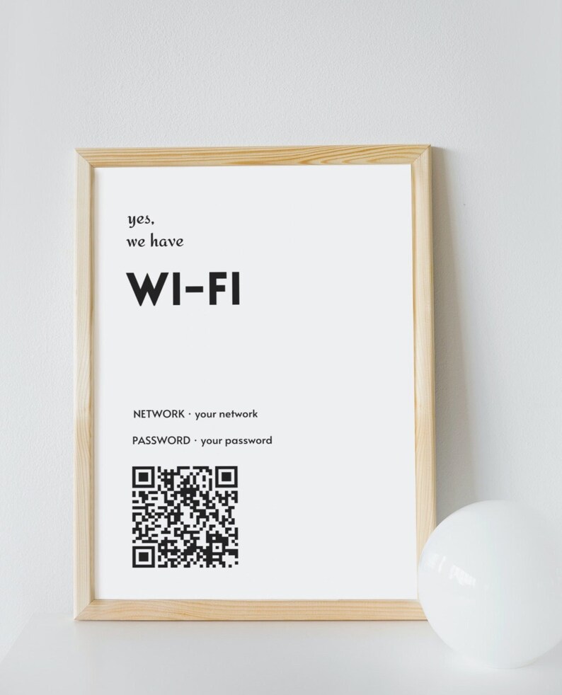 Wifi Sign Wifi Password Sign Printable Printable Qr Kod Sign Etsy