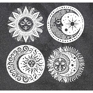 Celestial Sun and Moon Svg Bundle, Vintage Sun and Moon Png, Sun and ...