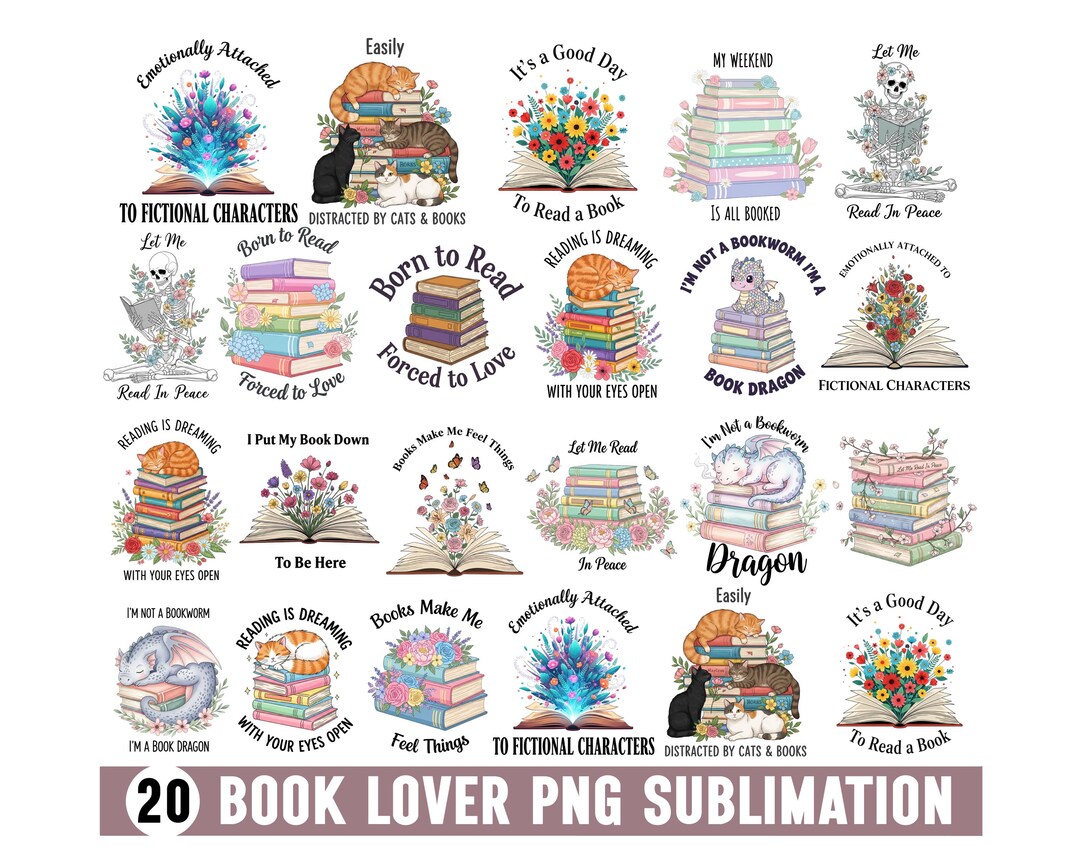 Book Quotes Clipart Bundle, Books Quotes PNG Bundle, Book Lover Png ...