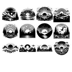 Sunrise Scene SVG Bundle, Sunrise Scene Dxf, Sunrise Scene Png, Sunrise ...