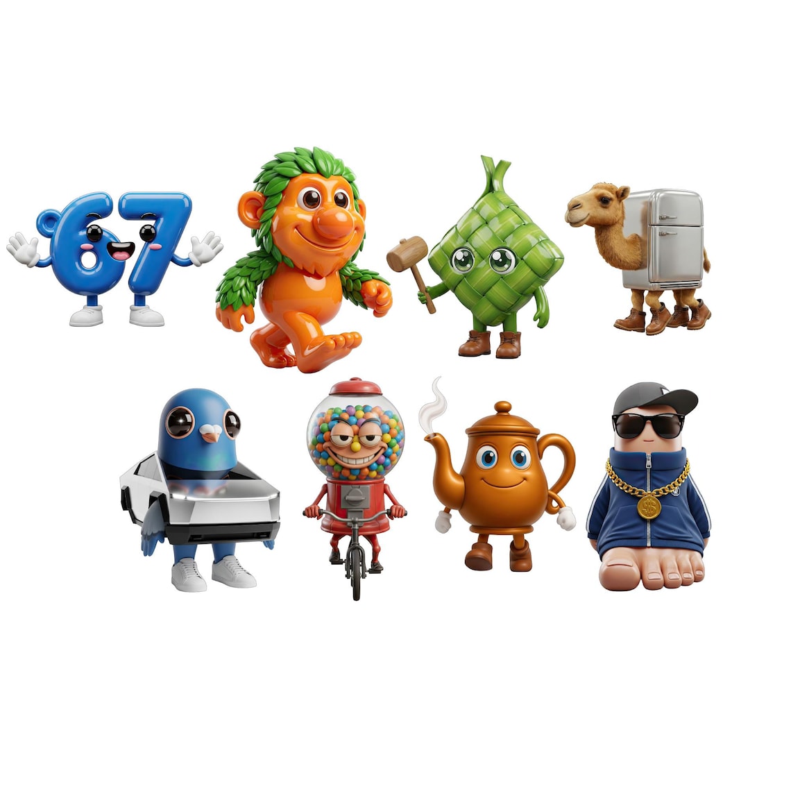 Italian Brainrot PNG Bundle, 3D Chibi Meme Characters Png, Meme Italian ...