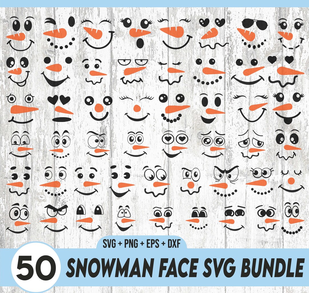 Snowman Faces SVG Bundle, Snowman Face Svg, Snowman Svg, Christmas ...