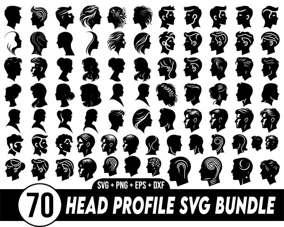 Head Profile Svg Bundle, Human Head, Face Silhouette, People Head ...