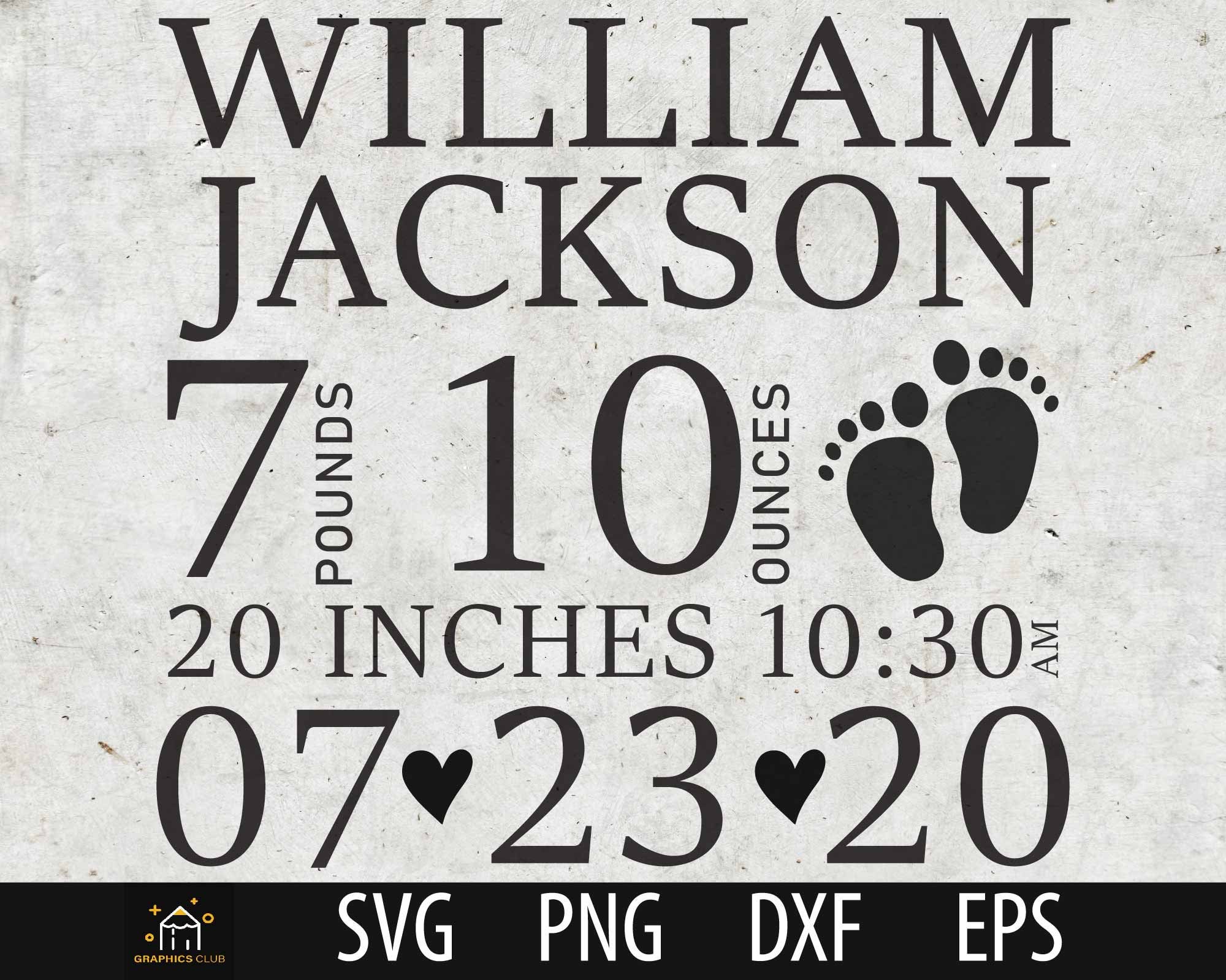 Baby Birth Announcement Template Svg, Free Font, Birth Stats Baby Svg ...