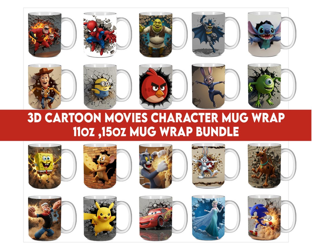 3D Easter Cartoons Mug Wrap Bundle 11 & 15 Oz, Cartoon Mug Bundle Png ...