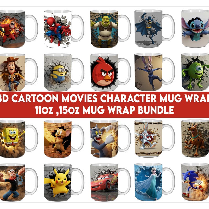 Custom Mugs Cartoon - Etsy