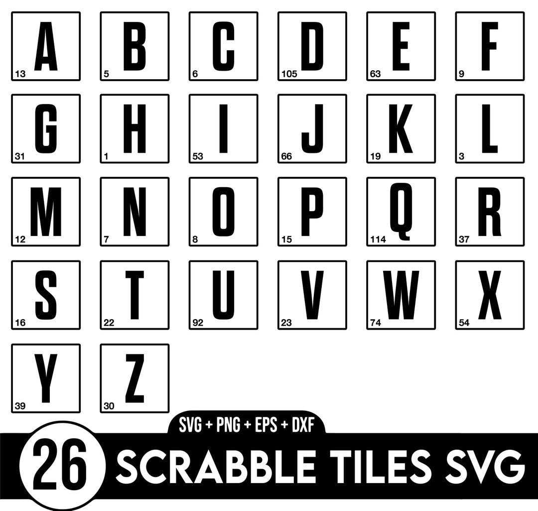 Scrabble Tiles Font Svg, Crabble Svg Png Bundle,scrabble Tiles Cut ...