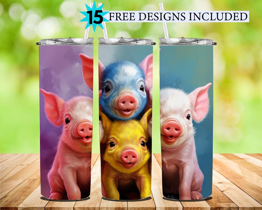 Cute Pigs 20oz Skinny Tumbler Sublimation Design Templates, Digital ...