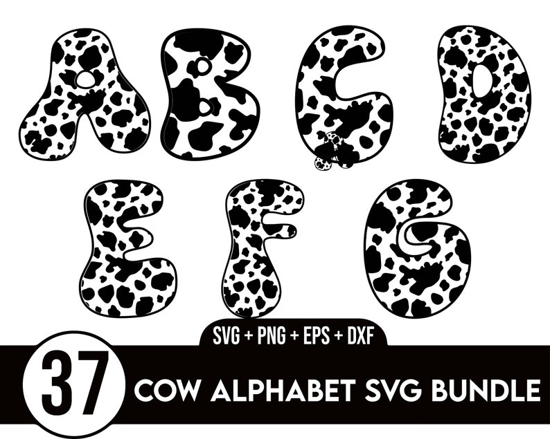 Cow Alphabet SVG Bundle, Cow Numbers Svg, Cow Letters Svg, Birthday Svg ...