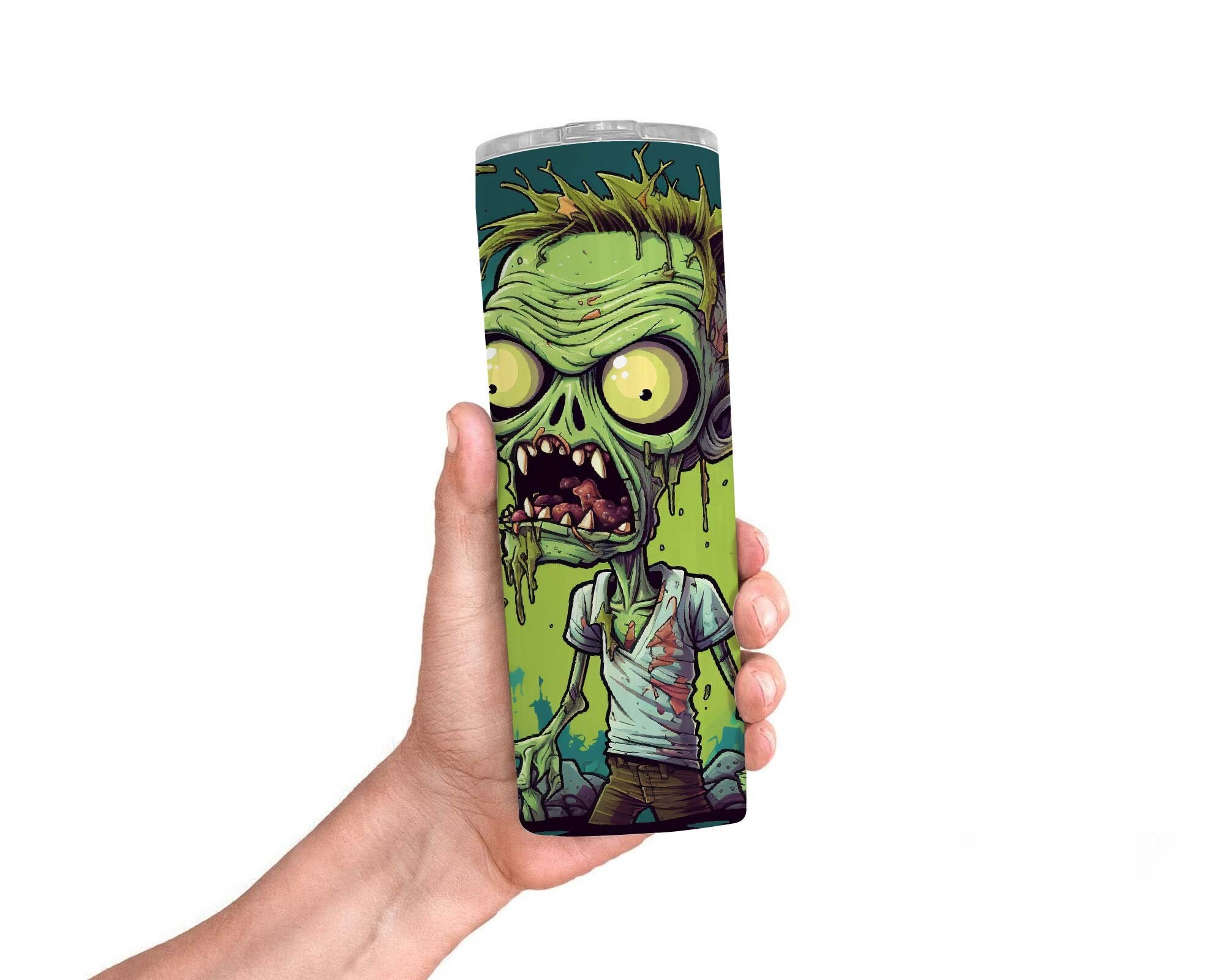 Zombie Cartoon 20oz Skinny Tumbler PNG Halloween Zombie - Etsy