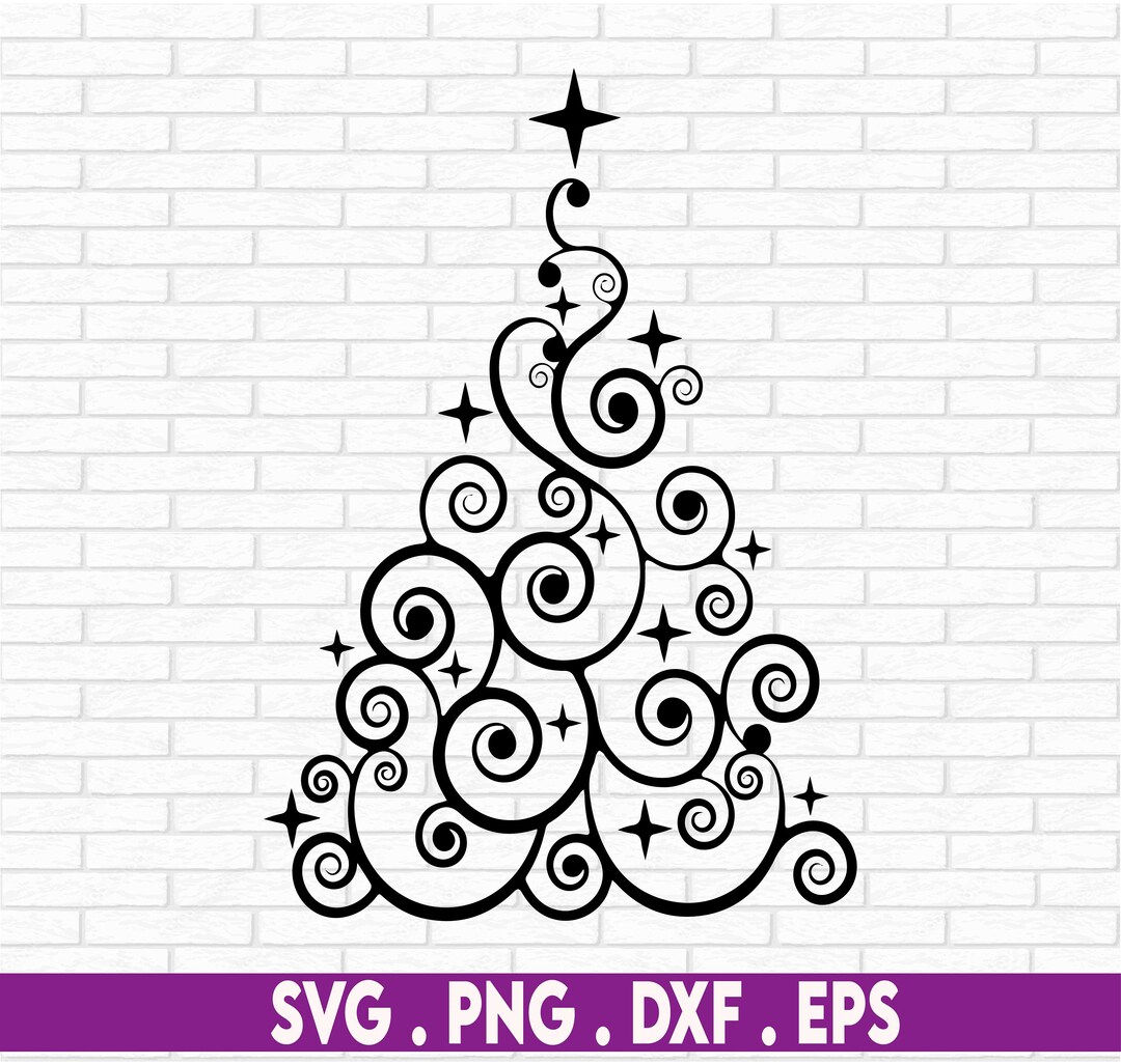 Swirly Christmas Tree SVG, Swirly Tree Silhouette SVG, Christmas Tree ...