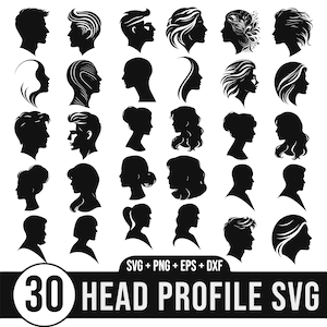 Head Profile Svg Bundle, Human Head, Face Silhouette, People Head ...