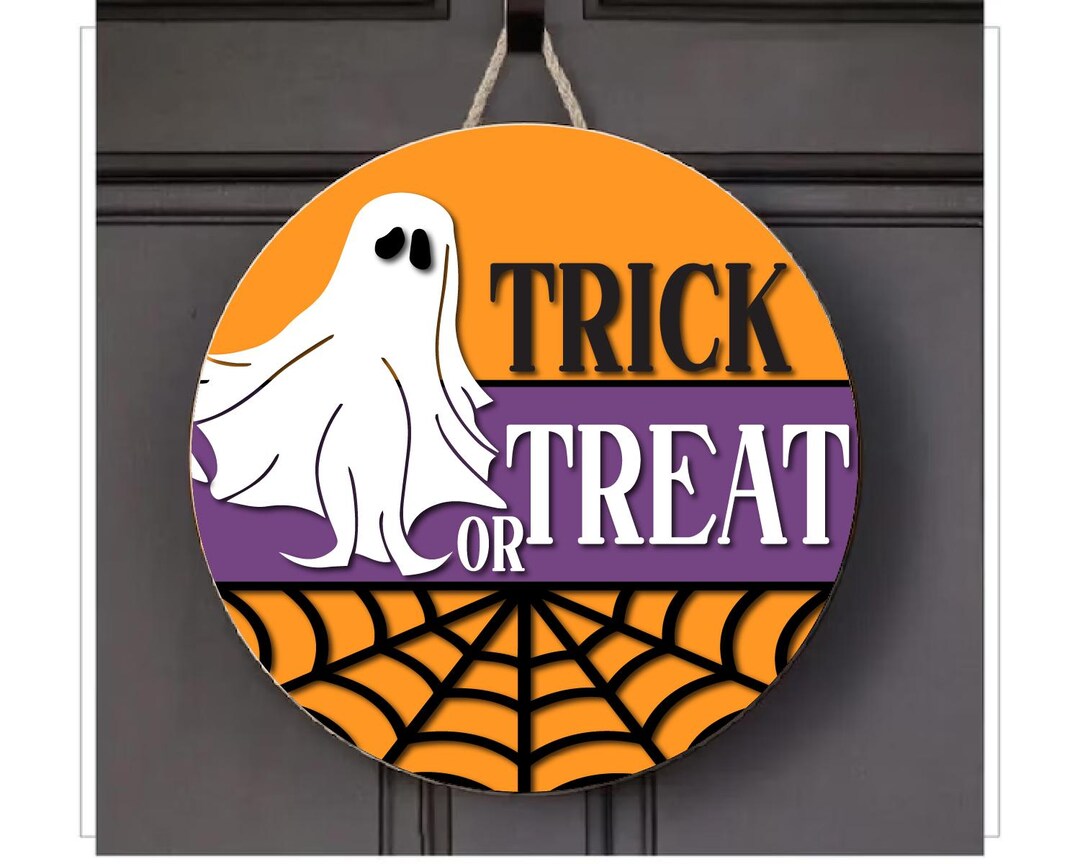 Trick or Treat Sign, Halloween Welcome Sign Svg, Halloween Door Hanger ...