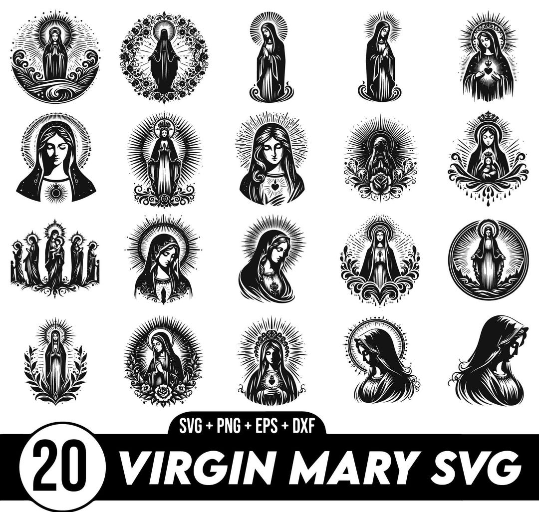 Virgin Mary SVG Bundle, Virgin De Guadalupe Svg, Woman Silhouette Svg ...