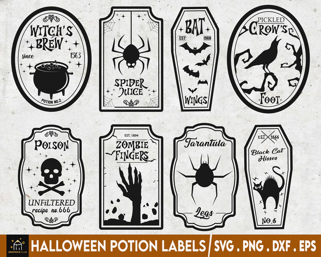 Halloween Potion Labels SVG Bundle, Witch Potion Svg, Halloween ...