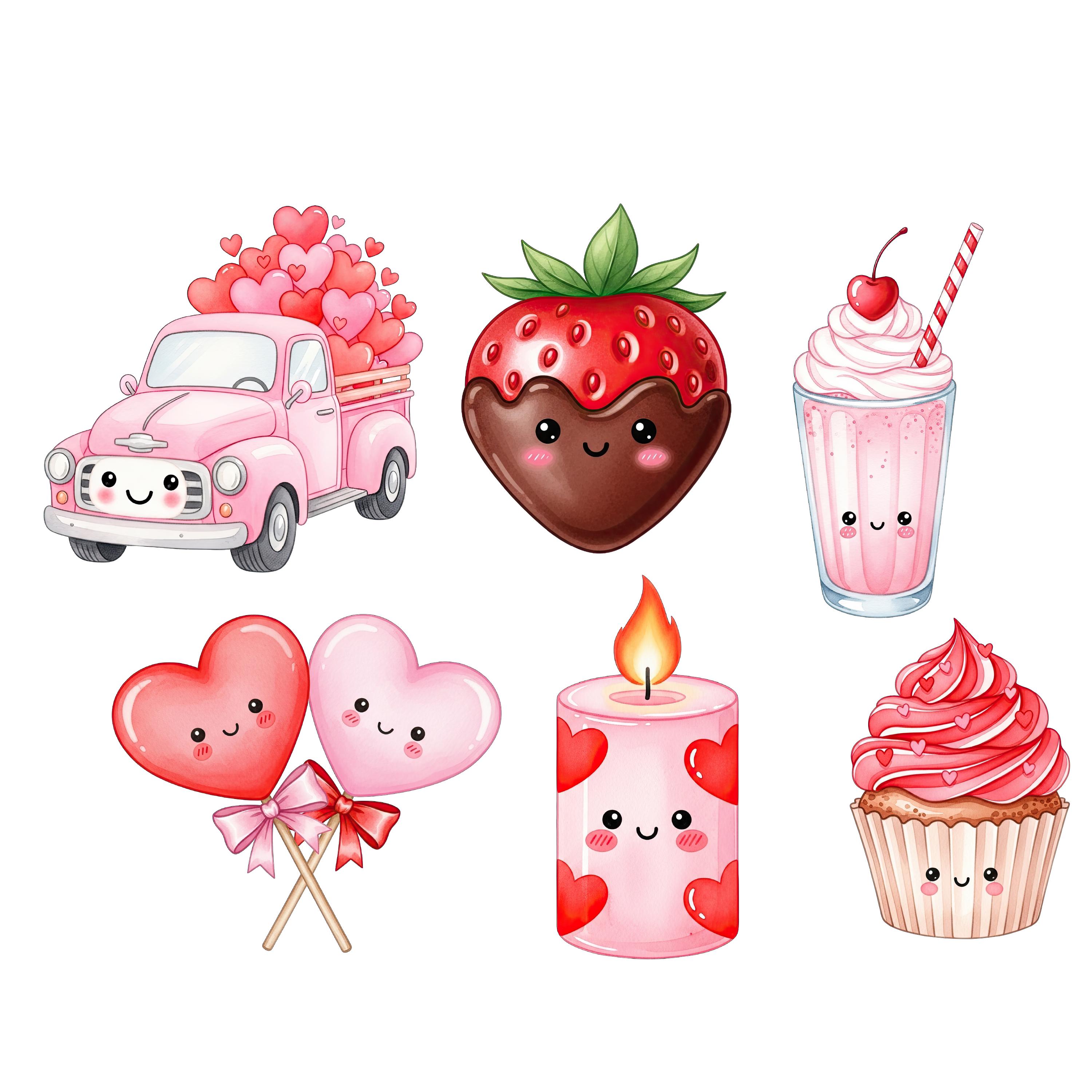 Valentine's Day Clipart Bundle, Kawaii Valentine Png, Whimsical ...