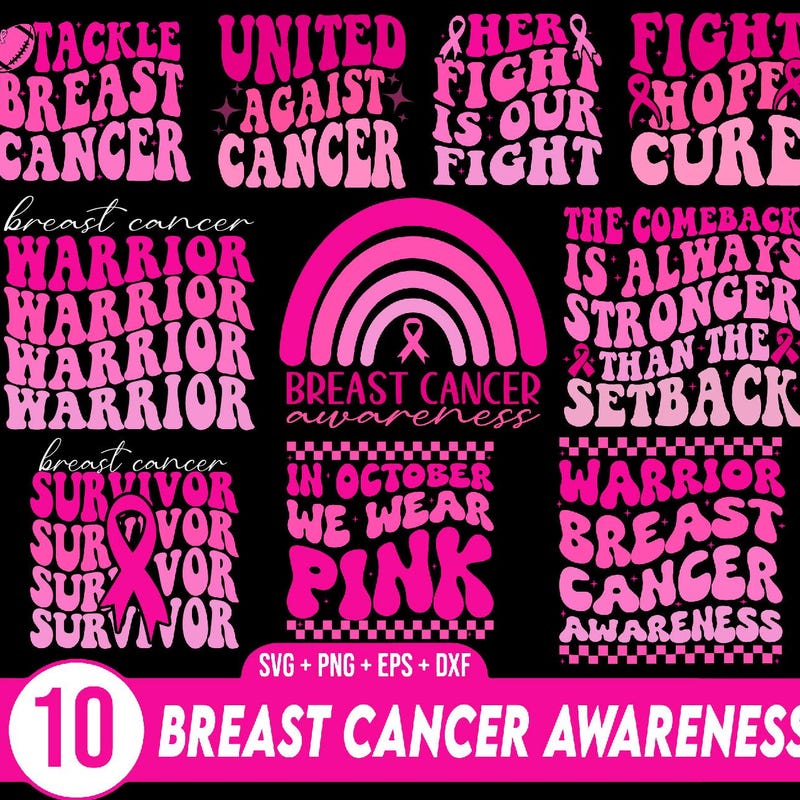 Breast Cancer Svg - Etsy