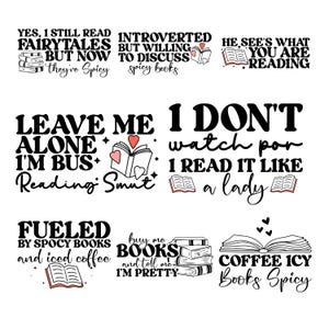 Spicy Book Lover SVG Bundle, Books Svg, Books Png, Reading Svg, Reading ...