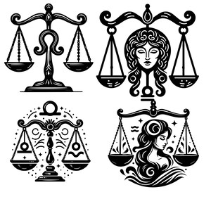Libra Zodiac Scales Svg Bundle, Vintage Style Libra Zodiac Sign Svg ...
