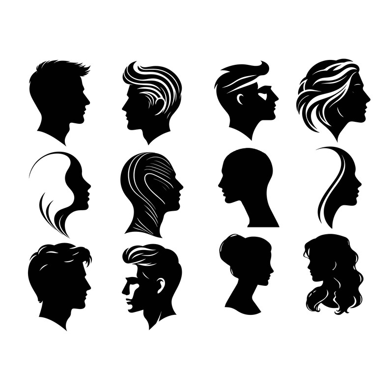 Head Profile Svg Bundle, Human Head, Face Silhouette, People Head ...